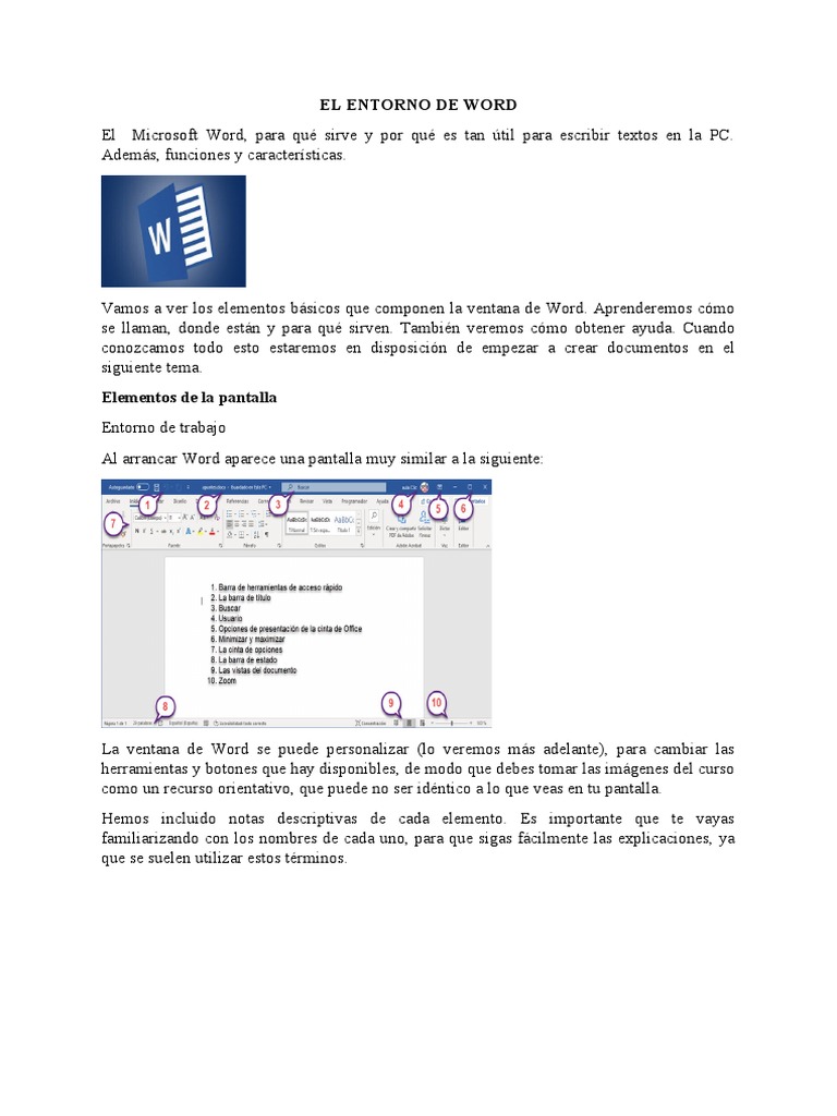 El Entorno de Word | PDF