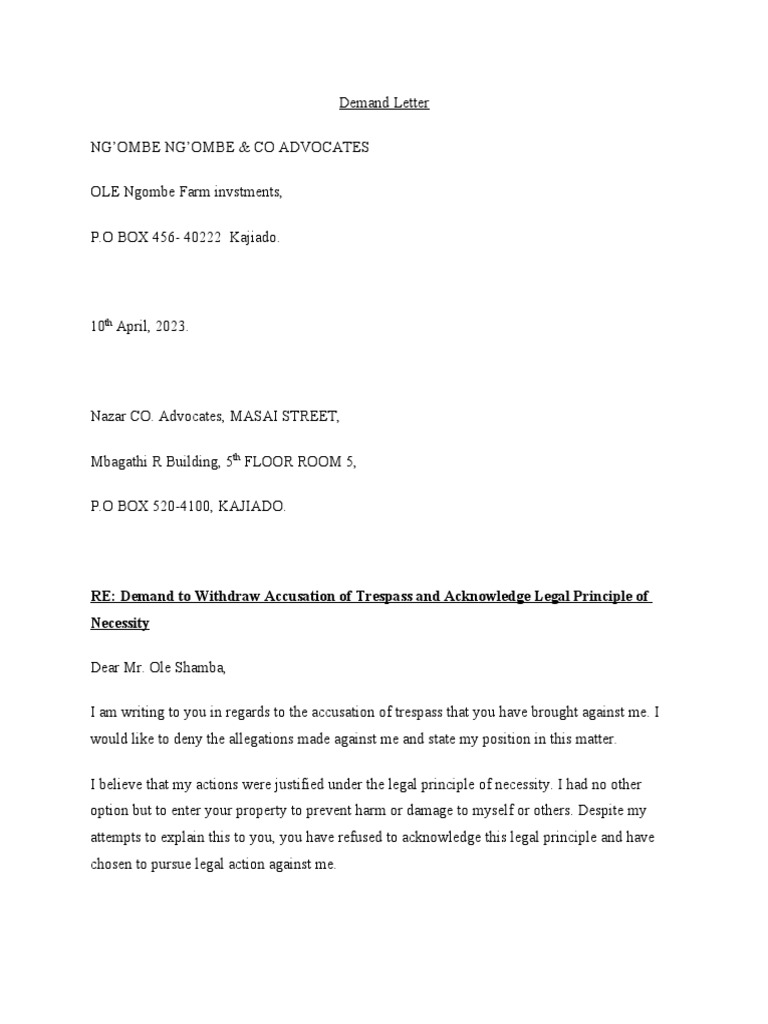 Demand Letter Defence | PDF