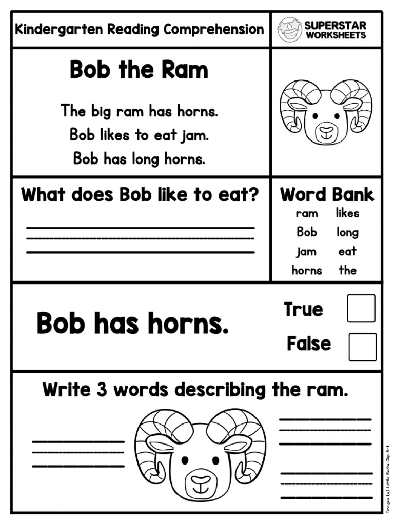 Kindergarten Reading Comprehension The Ram | PDF