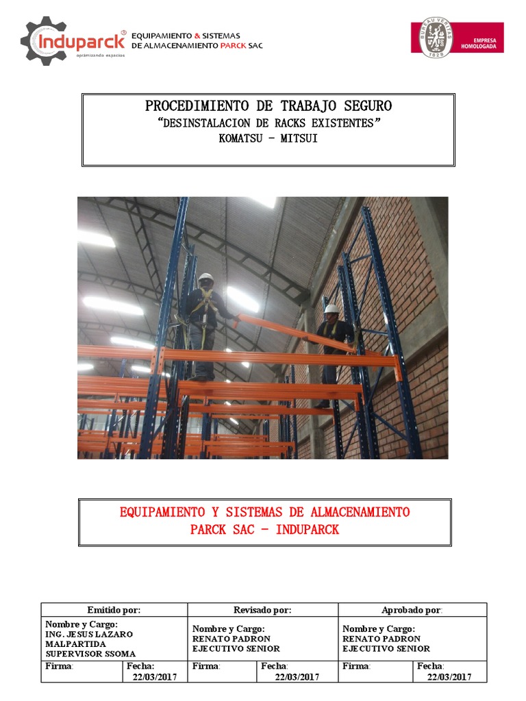 6 Procedimiento de Trabajo Seguro (Desmontaje de Racks) | PDF
