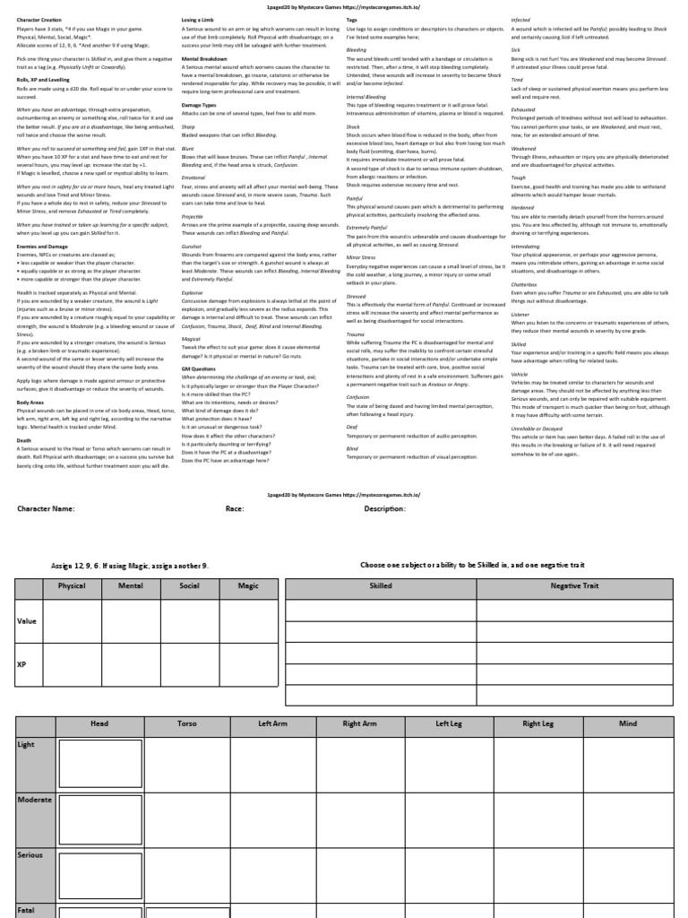 1 Page d20 | PDF | Injury | Shock (Circulatory)