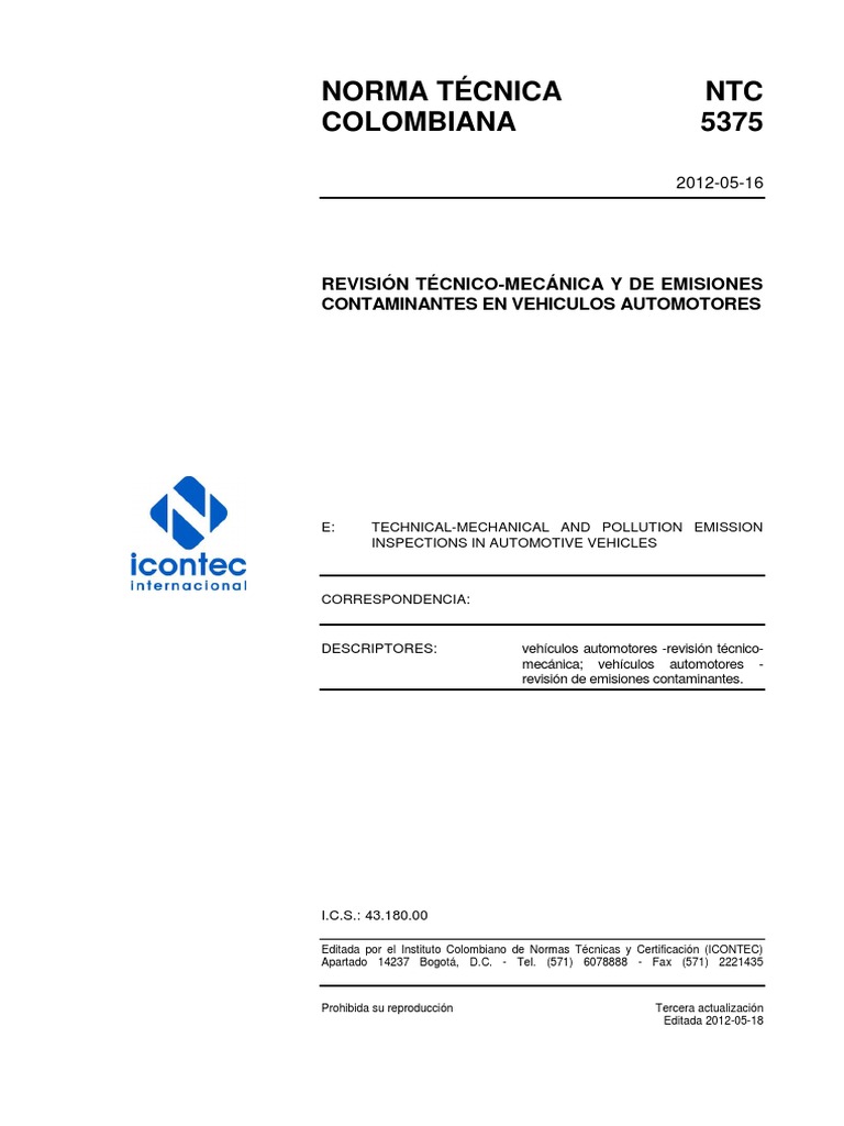 Norma Técnica Colombiana 5375 | PDF