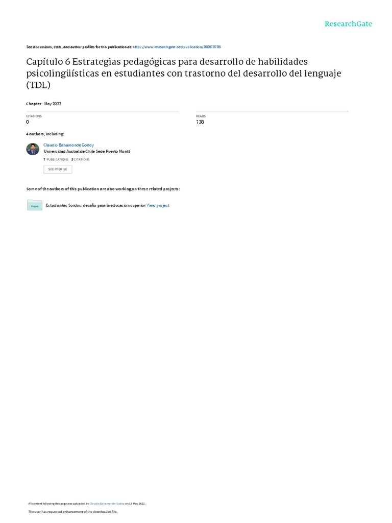 Capítulo 6 Estrategias Pedagógicas para Desarrollo de Habilidades Psicolingüísticas en ...