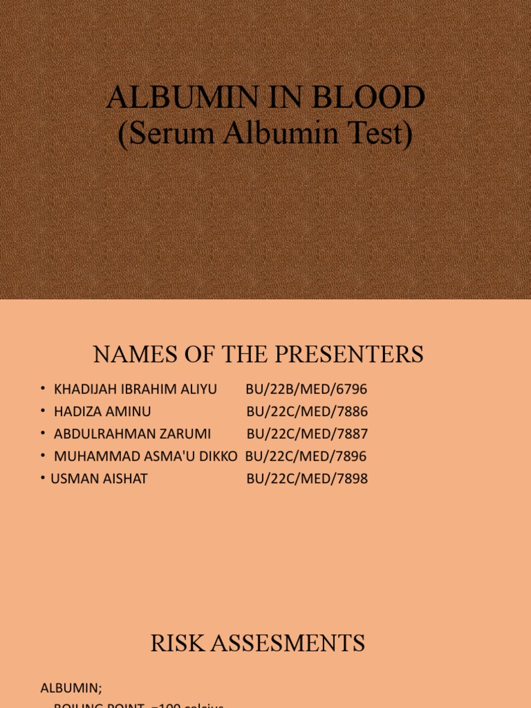 Albumin in Blood (Serum Albumin Test) | PDF | Blood Plasma | Blood