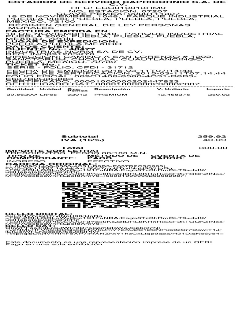 Importe Con Letra: Tipo de Comprobante: Método de Pago Cuenta de Cargo ...