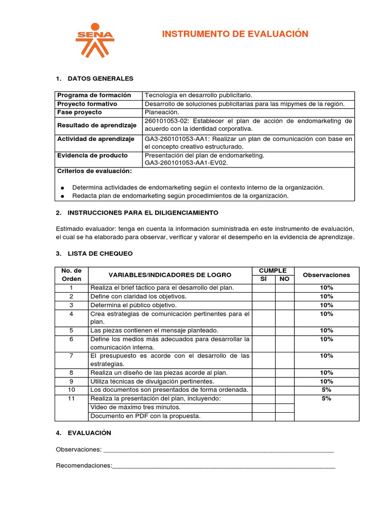 Plan de Endomarketing para MIPYMES | PDF | Evaluación | Publicidad