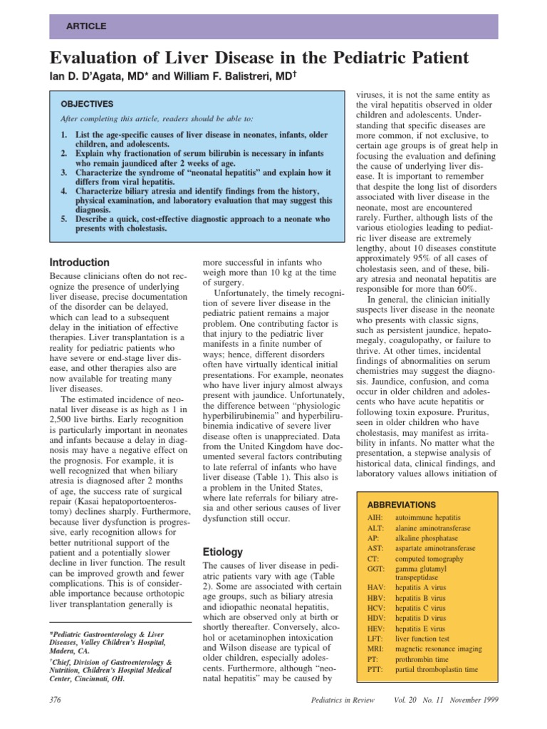 Pediatric Liver Disease Evaluation Guide | PDF | Hepatitis | Liver
