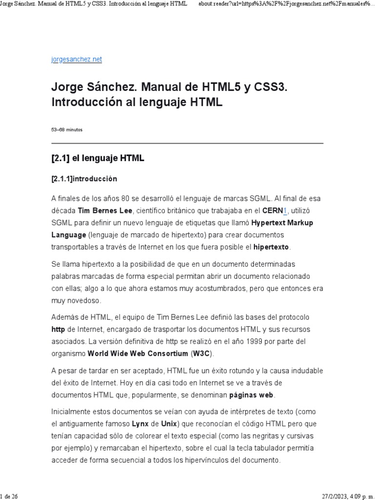 Jorge Sánchez. Manual de HTML5 y CSS3. 02 - Introducción Al Lenguaje ... Jorge Sánchez. Manual de HTML5 y CSS3. 02 - Introducción Al Lenguaje ...