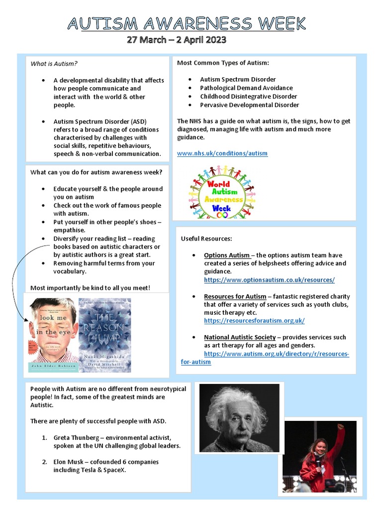 Autism Awareness Week Poster | PDF | Autism Spectrum | Human Diseases ...