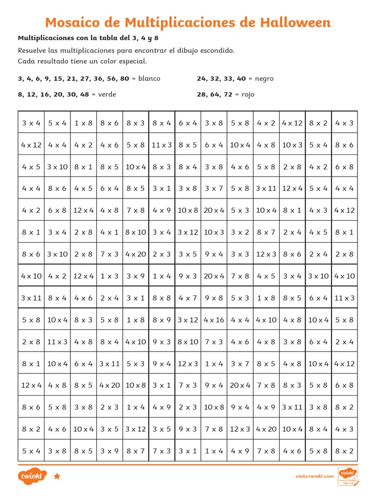 CL M 1634766221 Mosaico de Multiplicaciones de Halloween - Ver - 2 ...