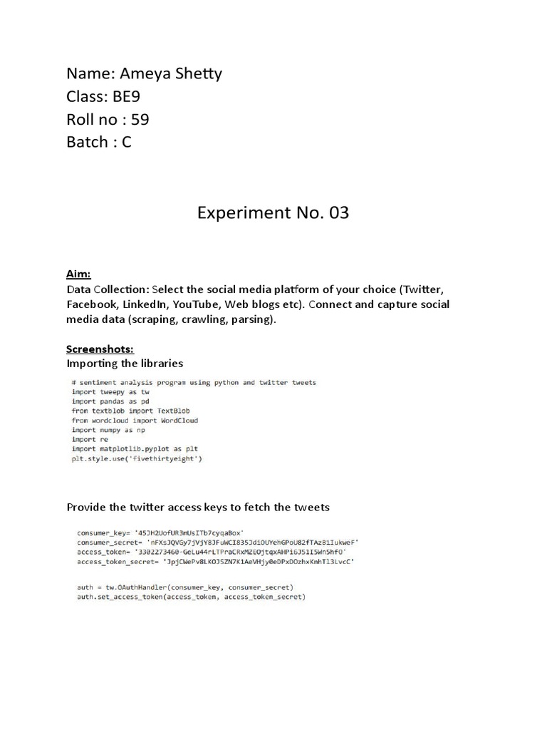 Experiment No. 03: Name: Ameya Shetty Class: BE9 Roll No: 59 Batch: C | PDF