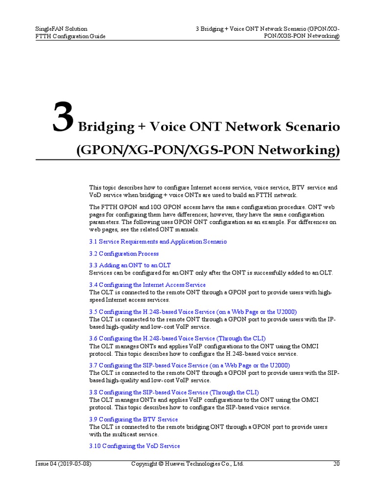 01-03 Bridging + Voice ONT Network Scenario (GPON XG-PON XGS-PON Networking) | PDF | Computer ...