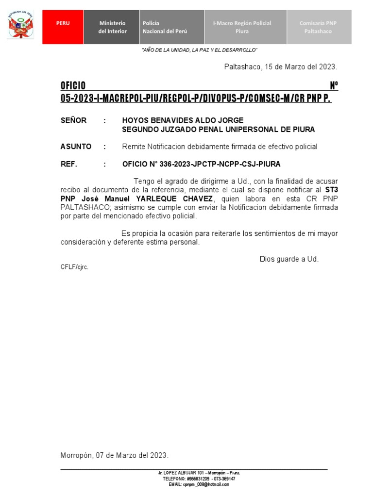 Oficio para Fiscalia | PDF | Fiscal | Perú