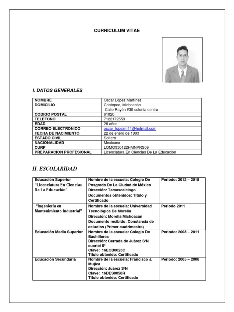 Curriculum Vitae Oscar Lopez | PDF