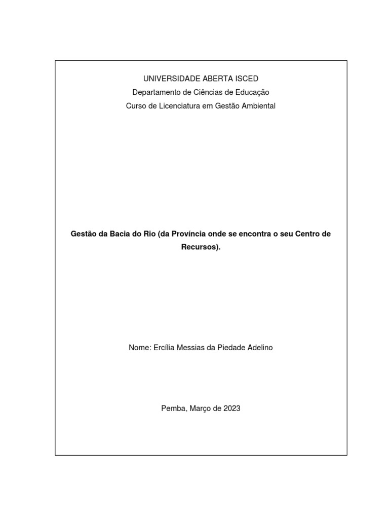 Gestão da Bacia do Rio Monapo em Nampula | PDF | Bacia hidrográfica | Rio