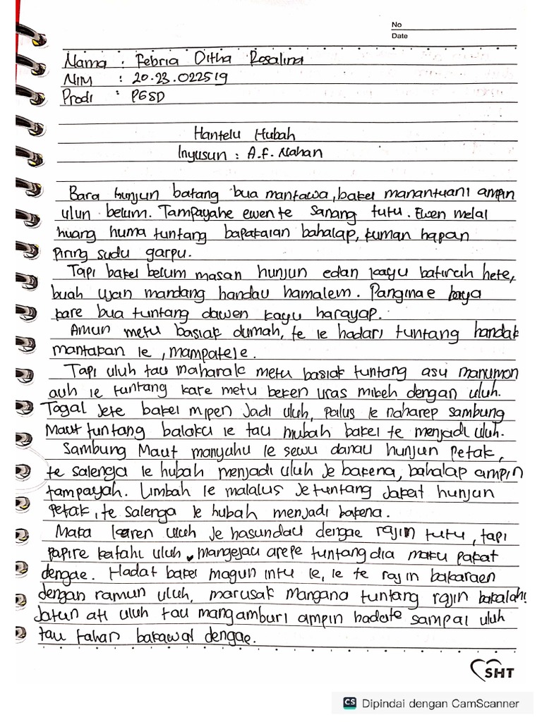 Febria Ditha Rosalina - Tugas Cerita Bahasa Dayak | PDF