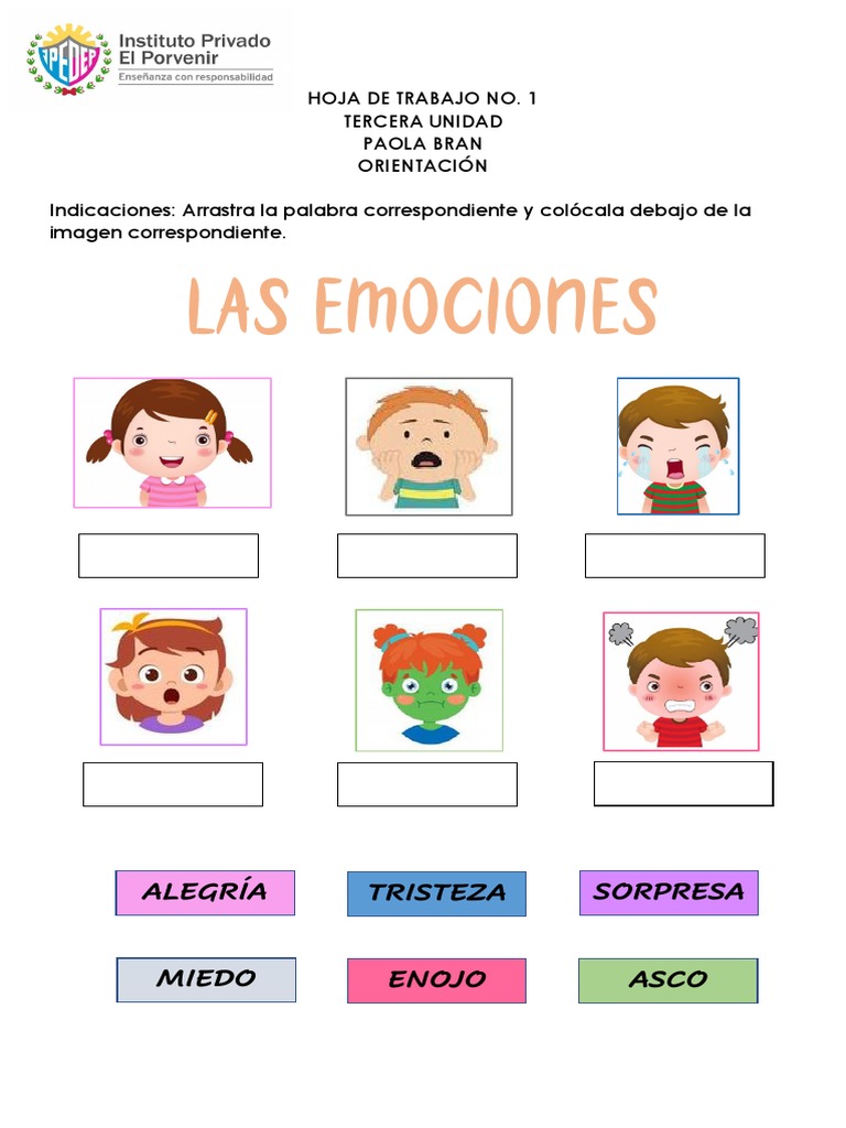 Hojas De Trabajo Sobre Las Emociones