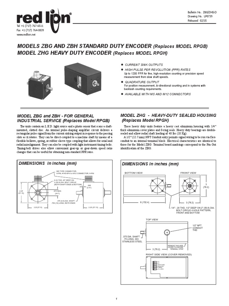Red Lion - ZBG ZBH ZHG Encoders - Product Manual | PDF