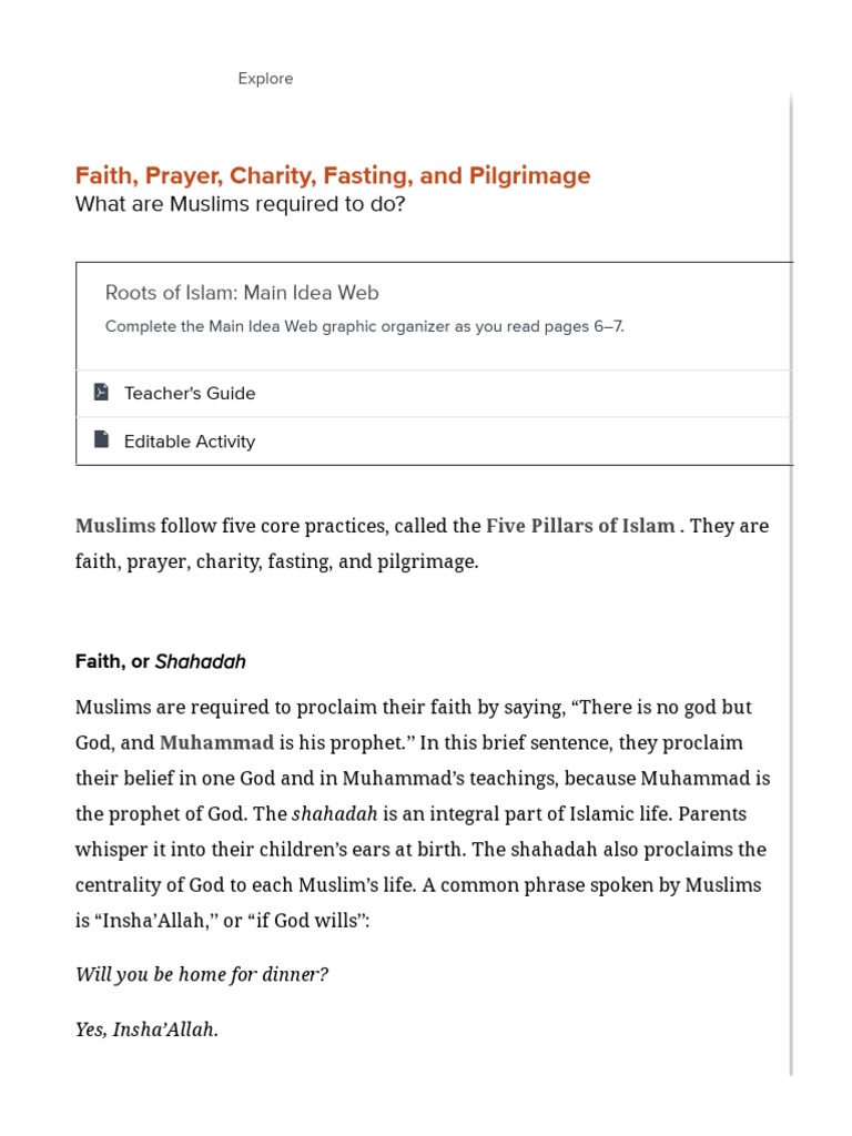 Five Pillars of Islam de Reading | PDF | Ramadan | Muhammad