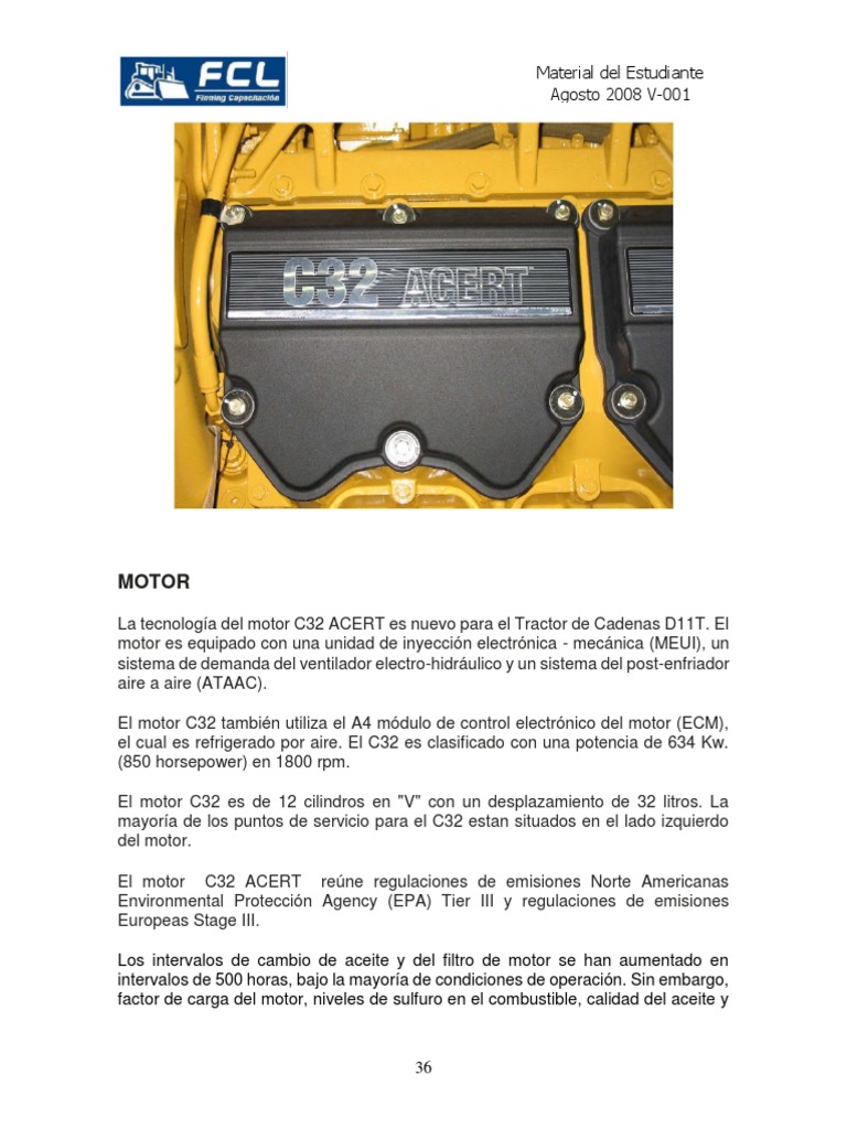 El motor C32 ACERT y sus especificaciones para el Tractor de Cadenas ...