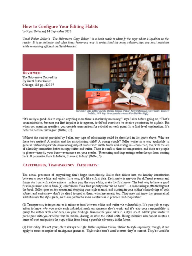 How To Configure Your Editing Habits Final Dettman | PDF | Copy Editing | Editing