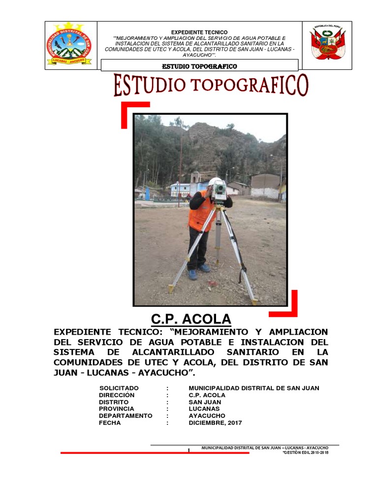 Estudio Topografico Acola | PDF | Topografía | Alcantarillado