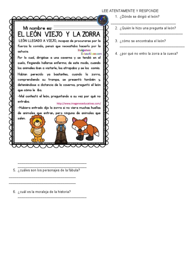 Fabula Comprension Lectora Pdf