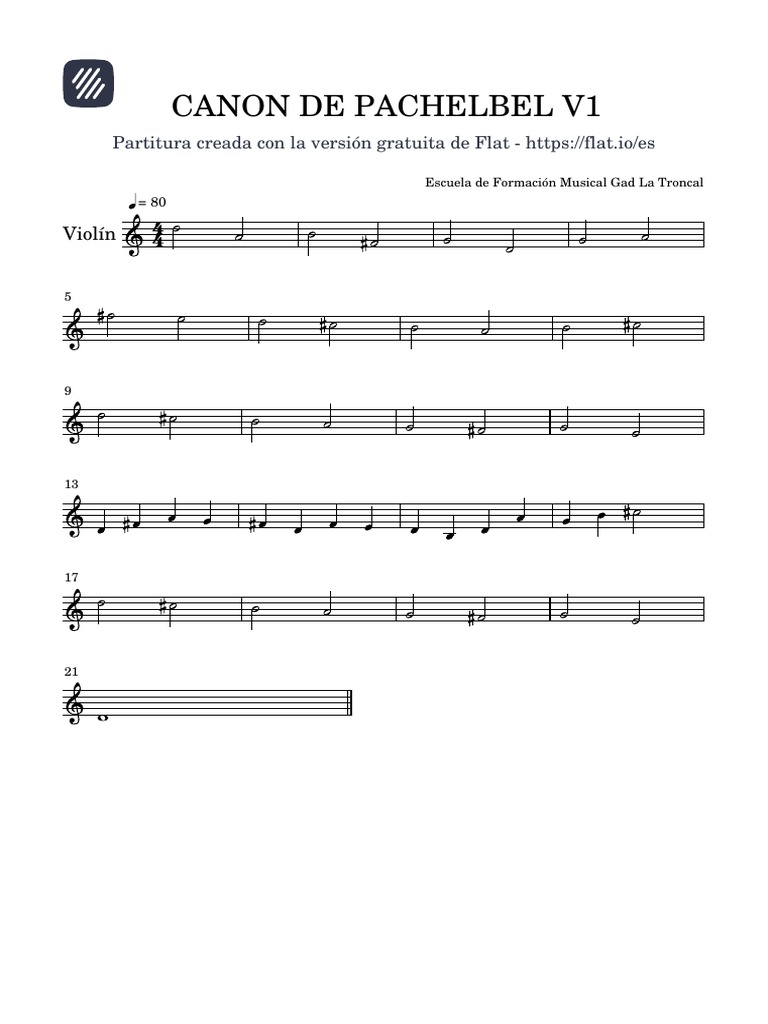 Canon de Pachelbel V1: Violín | PDF