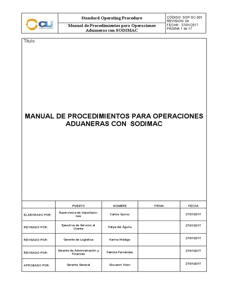 SOP SC 001 Sodimac V 04 | PDF | aduana | Comercio