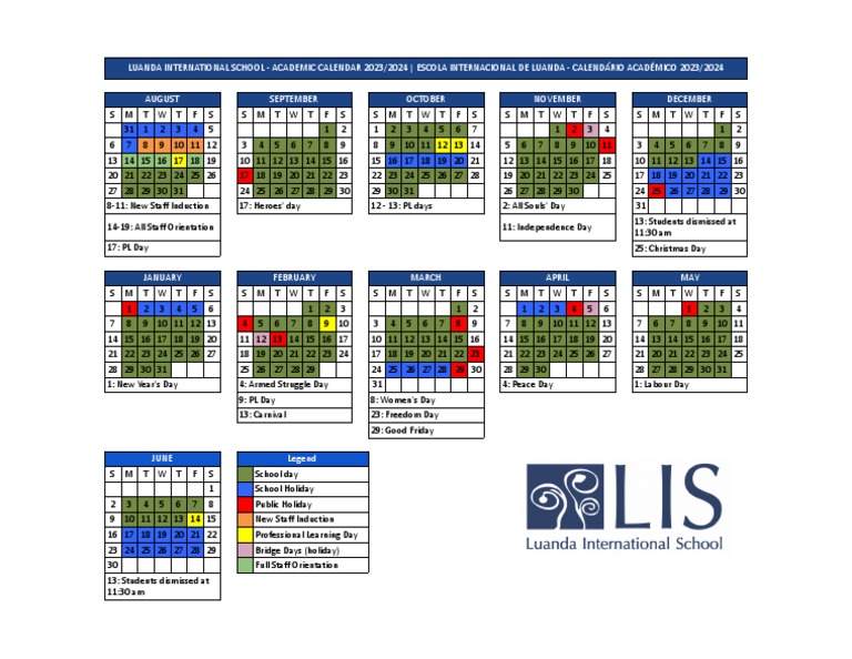 LIS Academic Calendar 2023 - 2024 | PDF | Traditions | Holidays