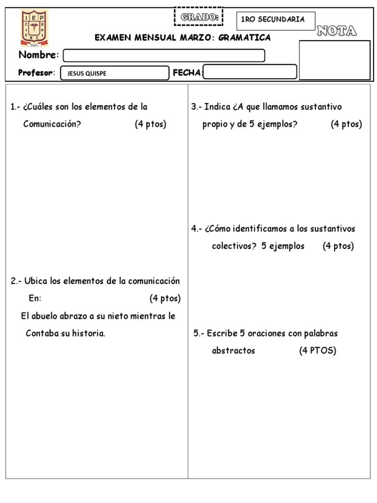 Gramatica 1ro Sec | PDF