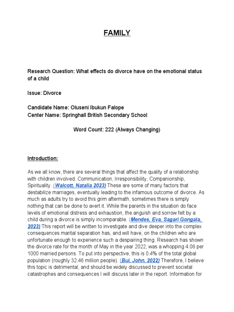 The Emotional Impact Of Divorce On Children A Comprehensive Analysis
