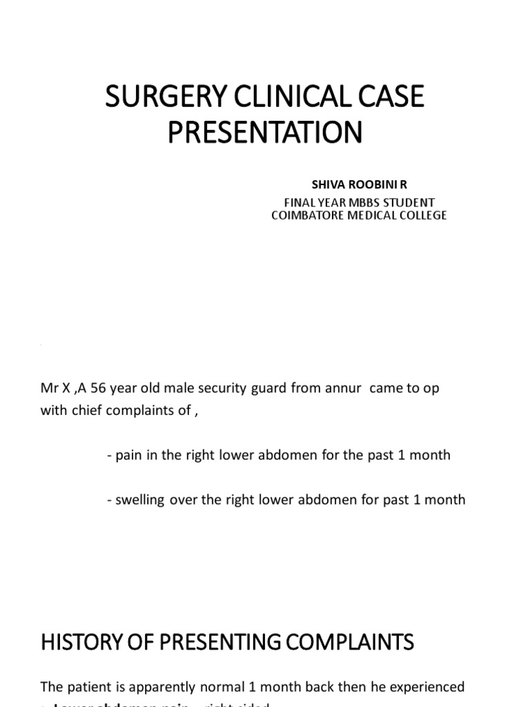 Surgery Clinical Case Presentation: Final Year Mbbs Student Coimbatore ...