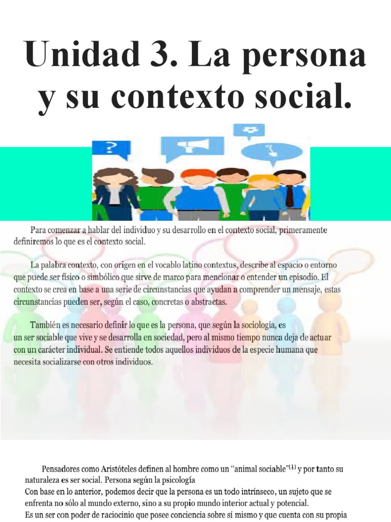 Unidad 3. La Persona y Su Contexto Social. | PDF | Las emociones ...