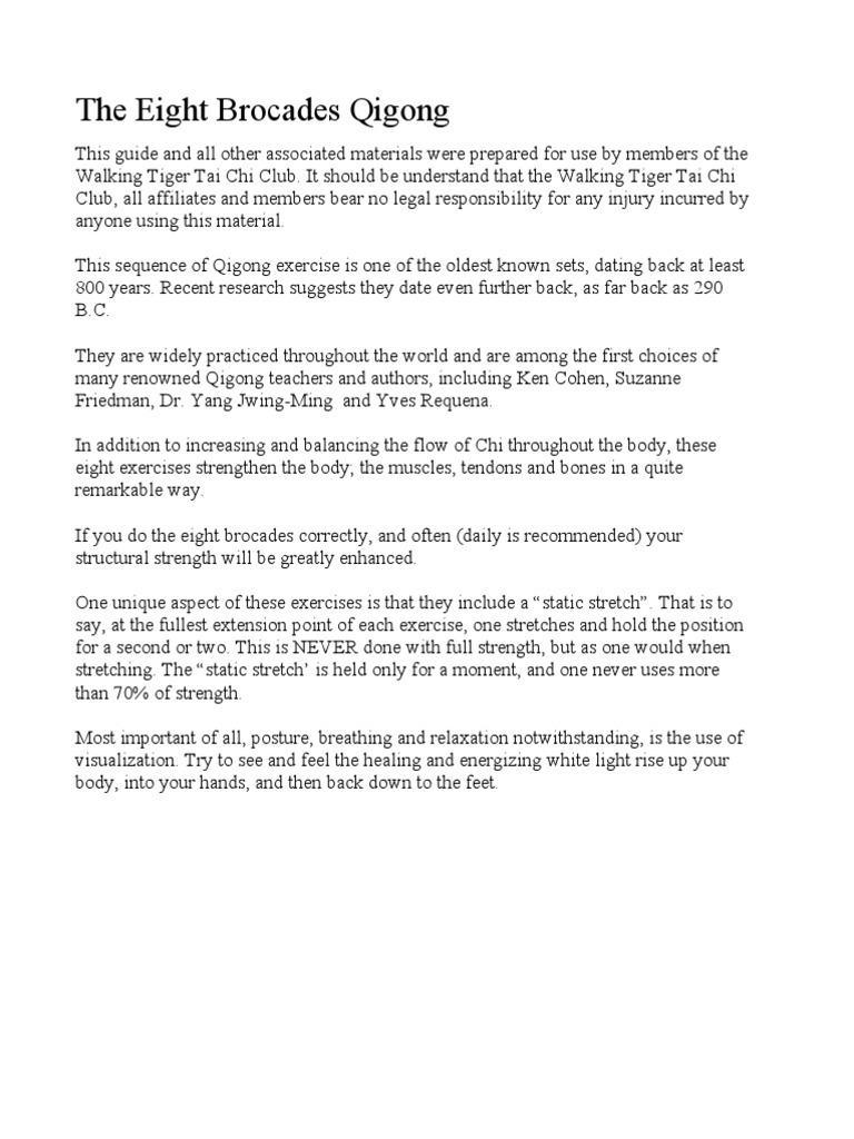 Eight Brocades | PDF | Qigong | Tai Chi