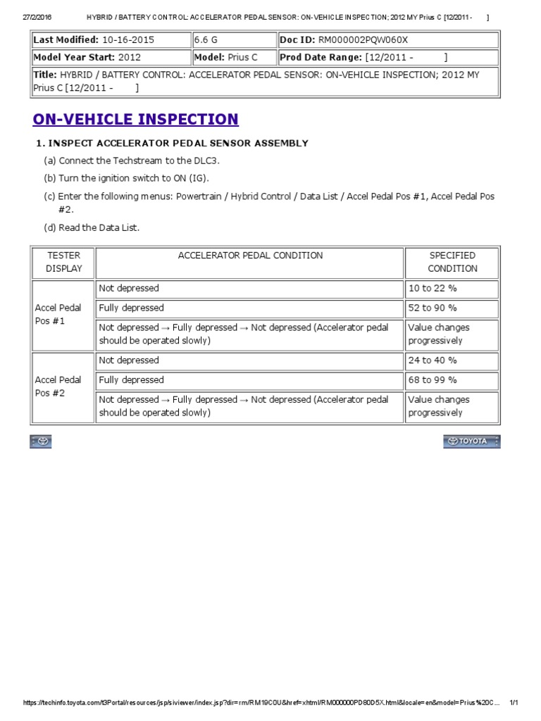 TIS - Toyota 2012 Prius C Repair Manual (RM19C0U) 1 | PDF