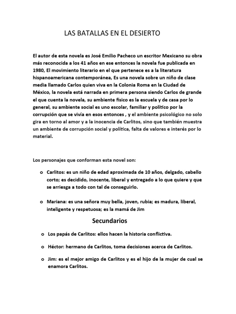 Personajes de "Las batallas en el desierto" | PDF | Ciencias sociales