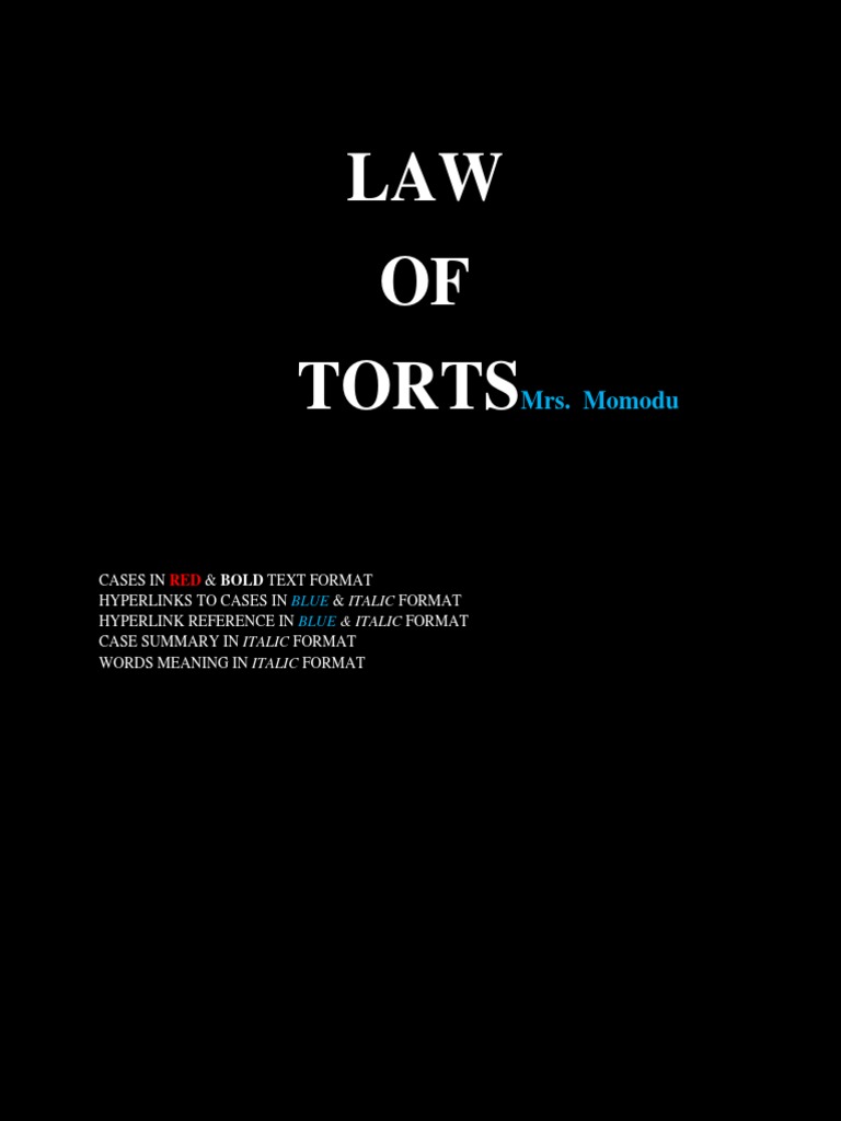Damages in Torts. MRS Momodu | PDF | Damages | Punitive Damages
