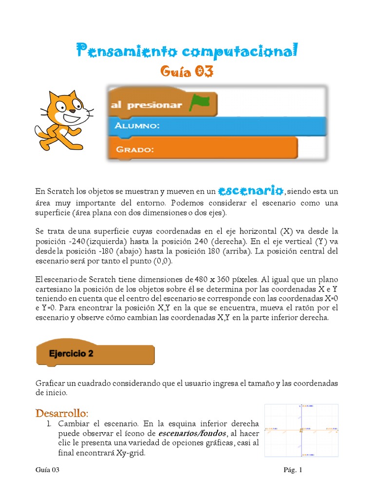 Guía 03 - Escenarios y Eventos | PDF | Scratch (lenguaje de ...