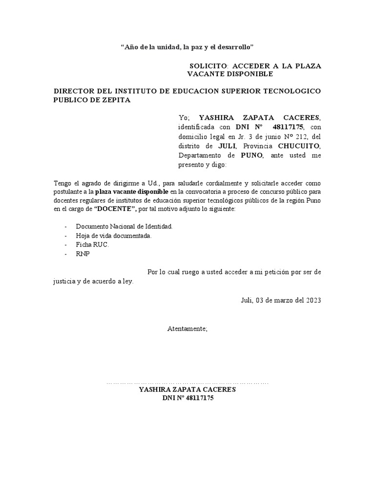 Modelo de Solicitud | PDF