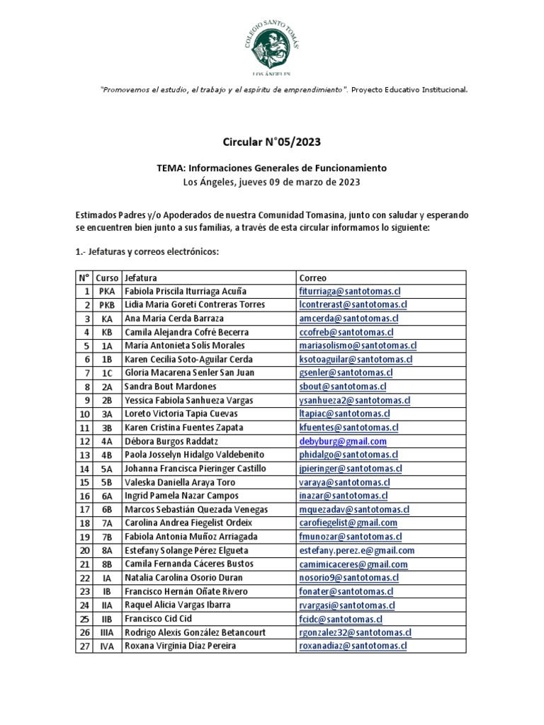Circular N05 2023 Informaciones Generales 09032023 La | PDF