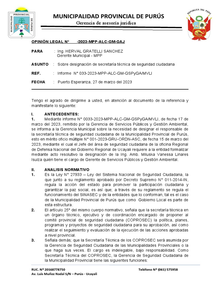 Designación de Secretaria Técnica en Purús | PDF | Ciencias sociales