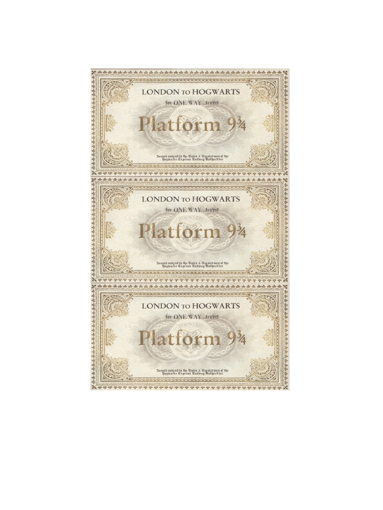 Harry Potter Invitation Letter Platform 9 3 4 Ticket | PDF