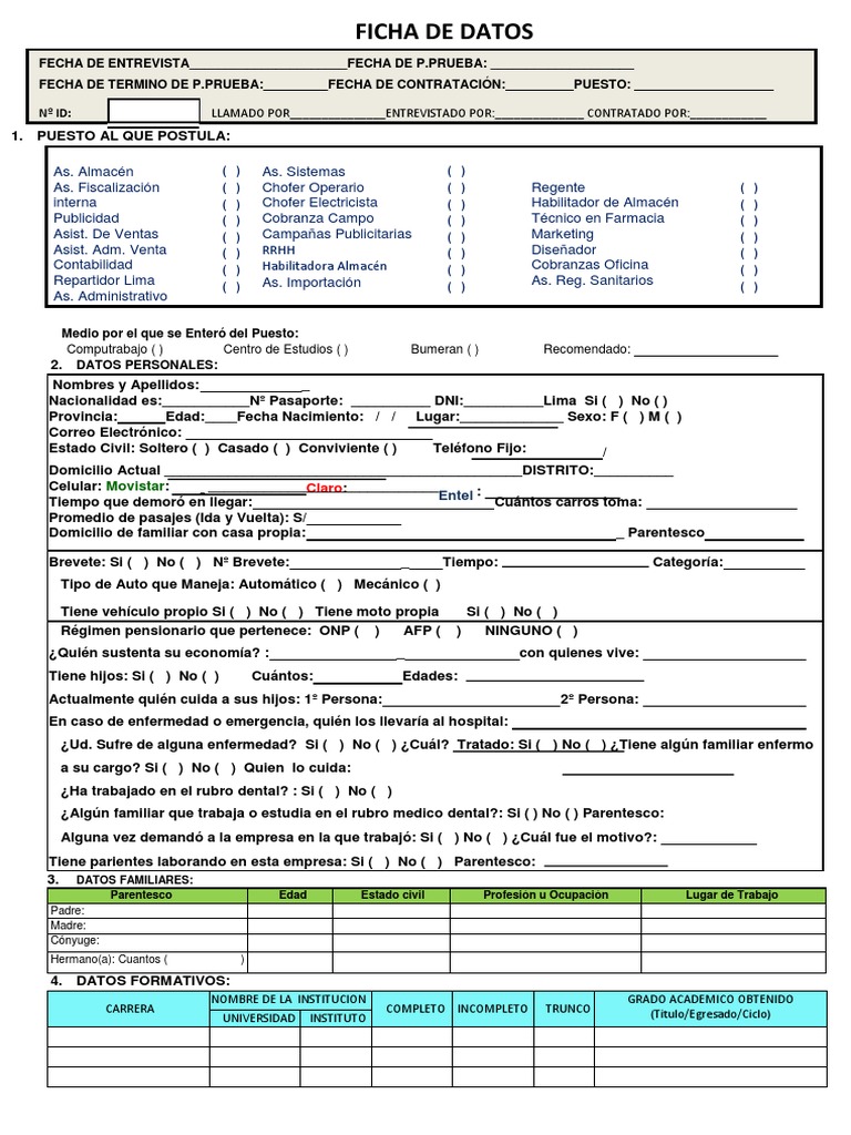 Ficha de Datos Actualizada | PDF