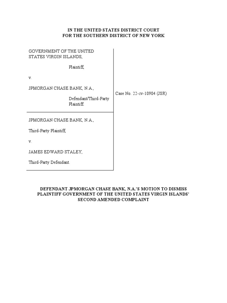 JP Morgan Motion To Dismiss Re: 2nd Amended Complaint | PDF | Complaint | Jp Morgan Chase