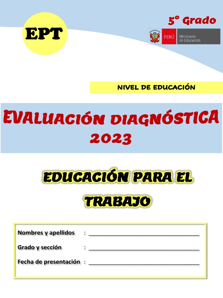 Evaluación Diagnóstica EPT 5° Grado | PDF | Iniciativa empresarial ...