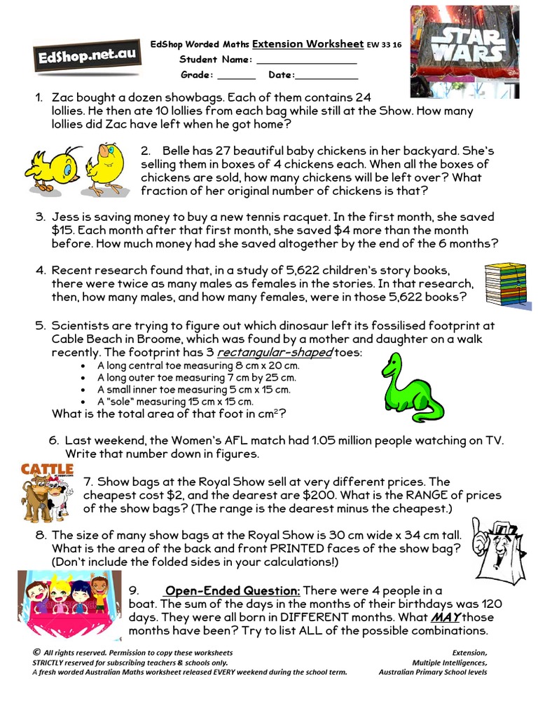 Math Word Problems Extension 34 16 | PDF
