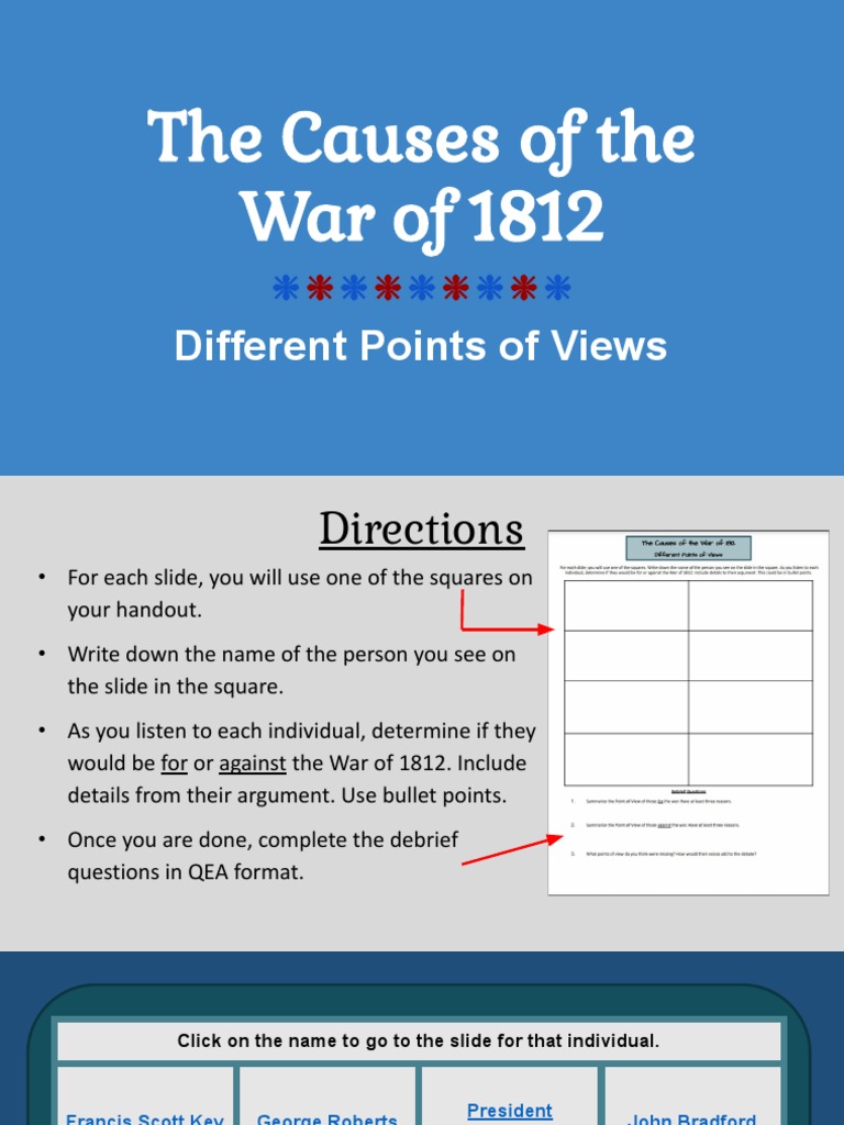 Causes of The War of 1812 - Points of View | PDF