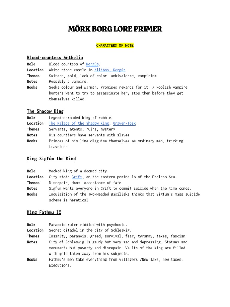 MÖRK BORG Lore Primer | PDF