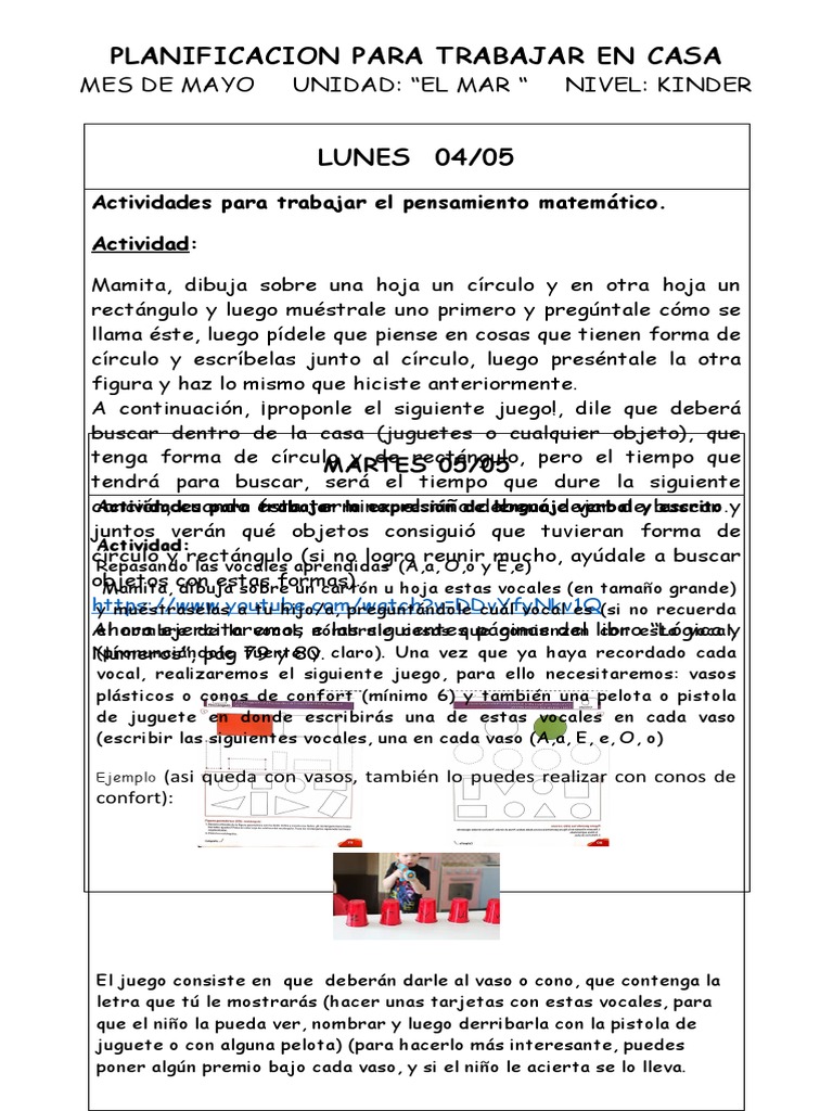 Planificacion Kinder Semana 04de Mayo. | PDF